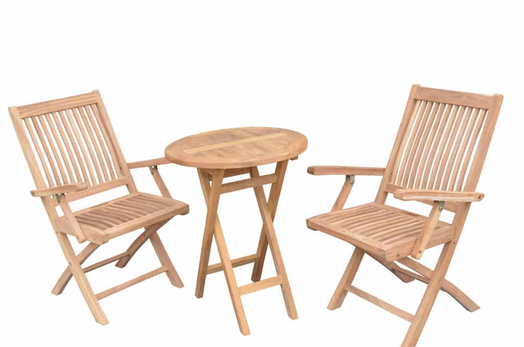 2 Seater Mortimer Teak Garden Bistro Set - Mortimer 60cm Round Folding ...