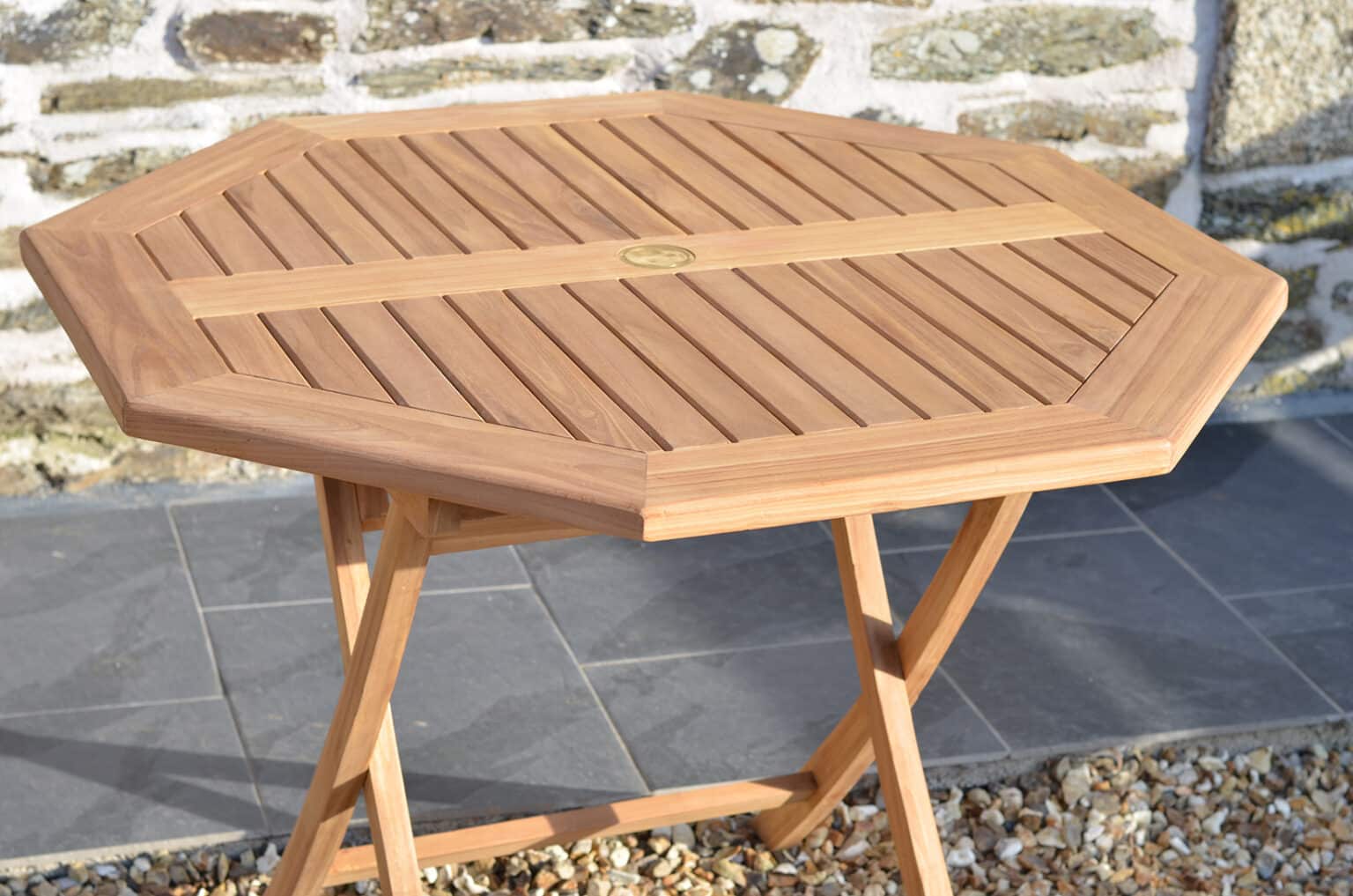 Teak Garden Dining Set | 4 Seater Set | Suffolk 1m Octagonal Teak ...