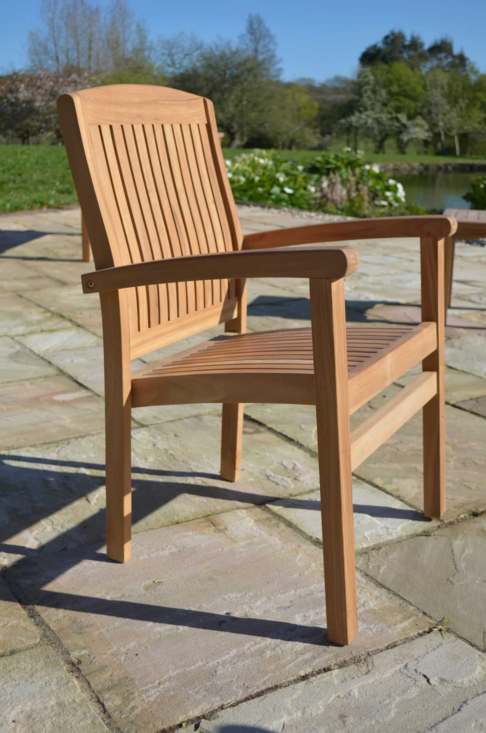 Marlborough - Teak Garden Armchair - Stackable - Field & Hawken